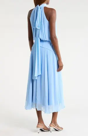 Staud Camryn Keyhole Crinkle Crepe Midi Dress