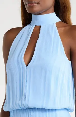 Staud Camryn Keyhole Crinkle Crepe Midi Dress