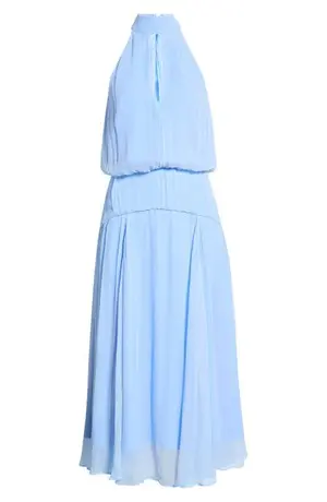 Staud Camryn Keyhole Crinkle Crepe Midi Dress