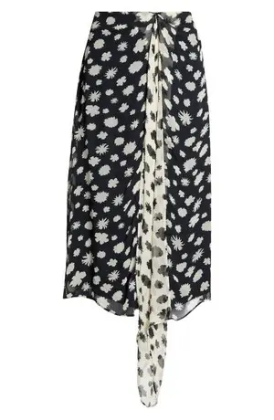 Staud Sonoma Print Drape Chiffon Midi Skirt