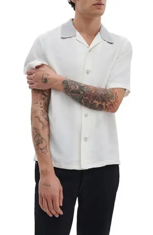 Rag & Bone Avery Slub Camp Shirt - Chalk