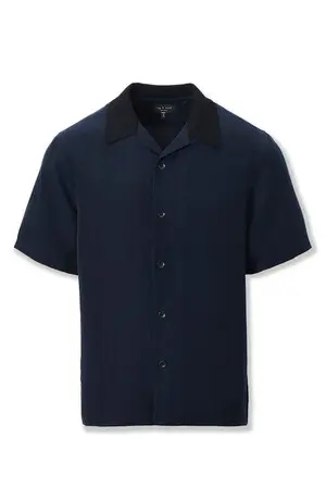 Rag & Bone Avery Slub Camp Shirt - Navy