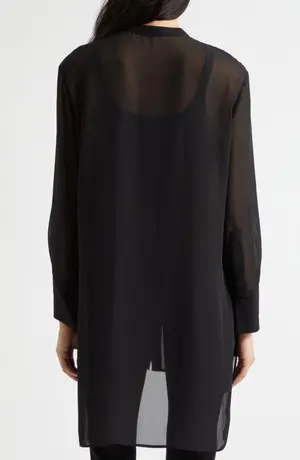 Emporio Armani Techno Sheer Georgette Tunic - Solid Black