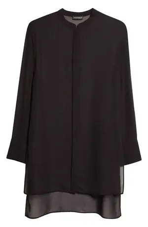 Emporio Armani Techno Sheer Georgette Tunic - Solid Black