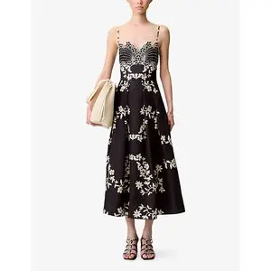 Claudie Pierlot Floral-embroidered Woven Maxi Dress - Dark Print