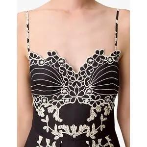 Claudie Pierlot Floral-embroidered Woven Maxi Dress - Dark Print