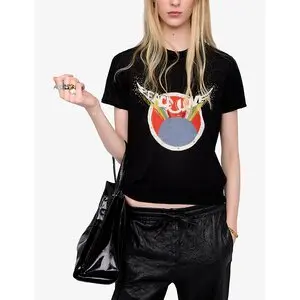 Zadig&Voltaire Idal Rhinestone-embellished Cashmere T-shirt