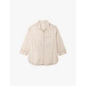 THE WHITE COMPANY Relaxed-fit Striped Cotton-poplin Pyjama Shirt - Ecru