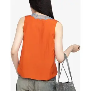 Zadig&Voltaire Silk Top With Lace Trim - Tangerine