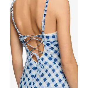 Sandro Checked Ruched Linen-blend Maxi Dress