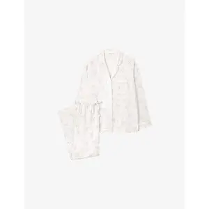 THE WHITE COMPANY Floral-print Relaxed-fit Cotton Pyjamas - Blue/grey