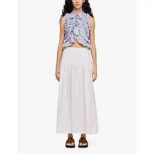 Sandro Side-tie Cotton Maxi Skirt