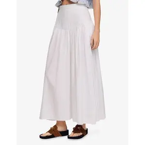 Sandro Side-tie Cotton Maxi Skirt
