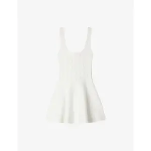 Sandro Bead-embellished Flared Knitted Mini Dress - White