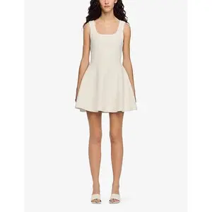 Sandro Bead-embellished Flared Knitted Mini Dress - White