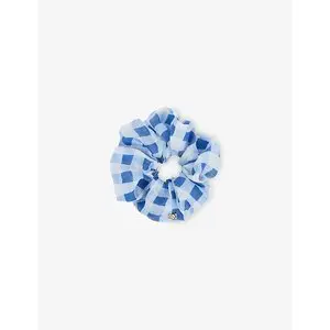 Sandro Gingham-print Linen-blend Scrunchie - Blu / White