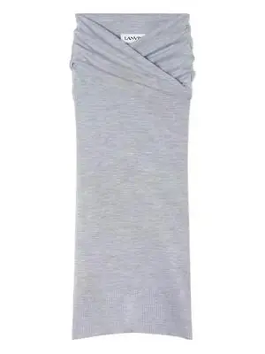 LANVIN Draped Wrap-effect Midi Skirt