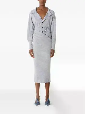 LANVIN Draped Wrap-effect Midi Skirt