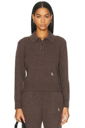 SPORTY & RICH Src Cashmere Polo Sweater - Toffee