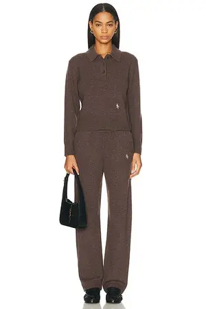 SPORTY & RICH Src Cashmere Polo Sweater - Toffee