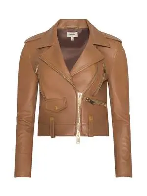 L'Agence Blakely Leather Biker Jacket - Soft Cognac