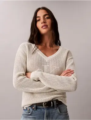 Calvin Klein Relaxed Monogram Sweater - Chalk