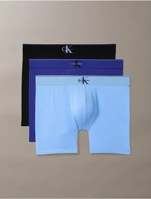 Calvin Klein Graphic Monogram Cotton Stretch Boxer Brief - Black/ Blue River Fog/ Blue Descent
