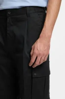 Hugo Relaxed-fit Cargo Trousers - Black