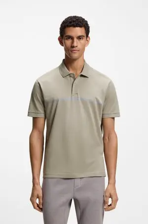 BOSS Paddy Polo Shirt With Engineered Stripe - Light Beige