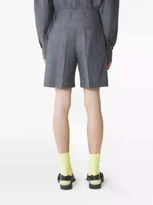 LANVIN Pleated Cotton Shorts - Blue