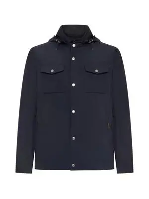 MOORER Buttoned Hooded Jacket - Blue