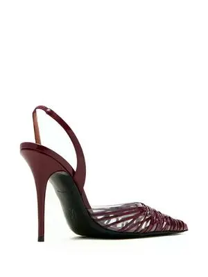 Amina Muaddi Lori Woven Slingback Pumps - Red