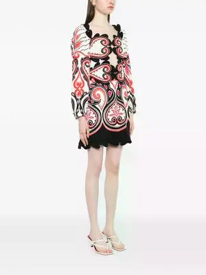 Farm Rio Graphic Cut-out Mini Dress - White