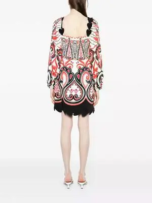 Farm Rio Graphic Cut-out Mini Dress - White