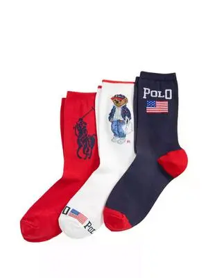 Polo Ralph Lauren Logo-embroidered Socks Set Of Three - Blue