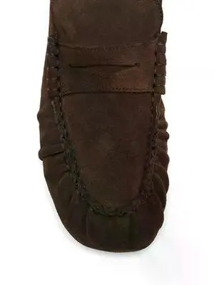 ALOHAS Aven Square-toe Loafers With Ruffled Trim - Brown