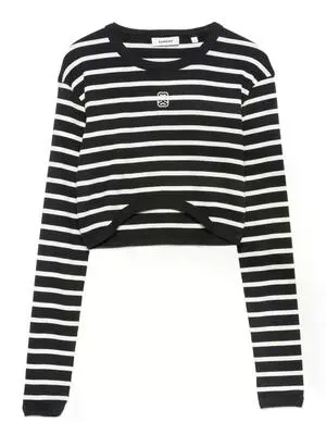 Sandro Striped Embroidered T-shirt - Blue