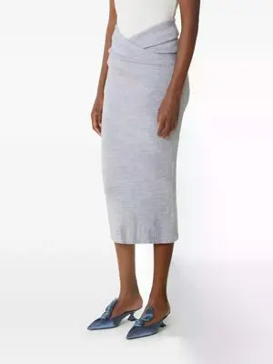 LANVIN Draped Wrap-effect Midi Skirt