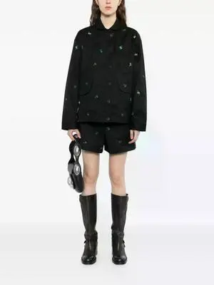 JNBY Embroidered Rolled-hem Shorts