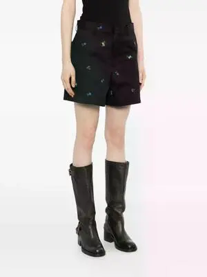 JNBY Embroidered Rolled-hem Shorts