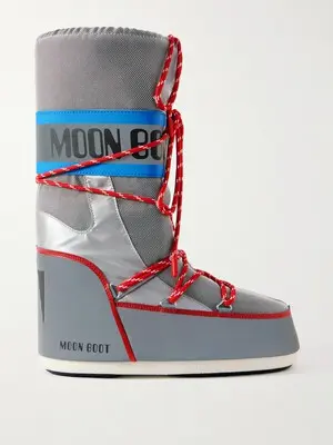 Moon Boot Icon Space Racing Metallic Ankle Boots - Silver