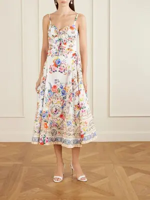 Camilla Ballerina Floral-print Cotton-blend Midi Dress - Multi