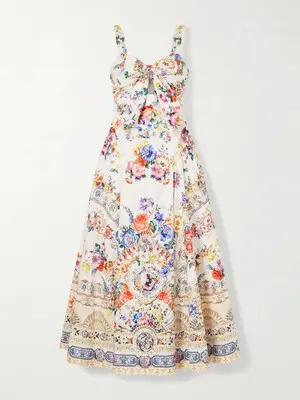 Camilla Ballerina Floral-print Cotton-blend Midi Dress - Multi