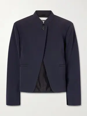 JIL SANDER Cropped Asymmetric Wool-twill Jacket