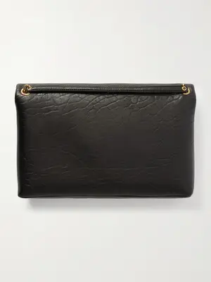 Saint Laurent Cassandre Textured-leather Shoulder Bag - Black