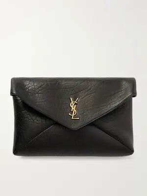 Saint Laurent Cassandre Textured-leather Shoulder Bag - Black