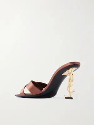 Saint Laurent Opyum Satin Mules - Brown