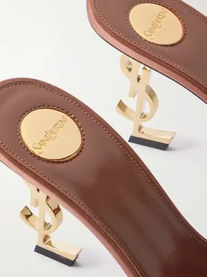 Saint Laurent Opyum Satin Mules - Brown