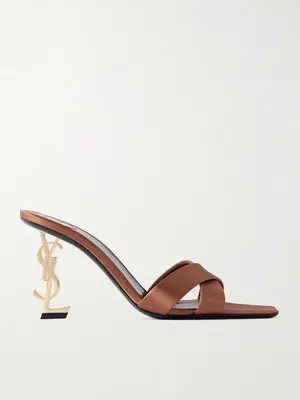 Saint Laurent Opyum Satin Mules - Brown
