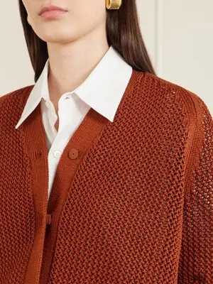 Max Mara Open-knit Silk-blend Cardigan - Red